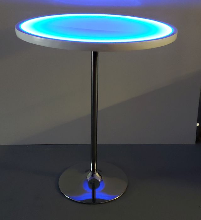 36 Round 42 Inch Tall Light Up Glow Top LED Portable Highboy Table