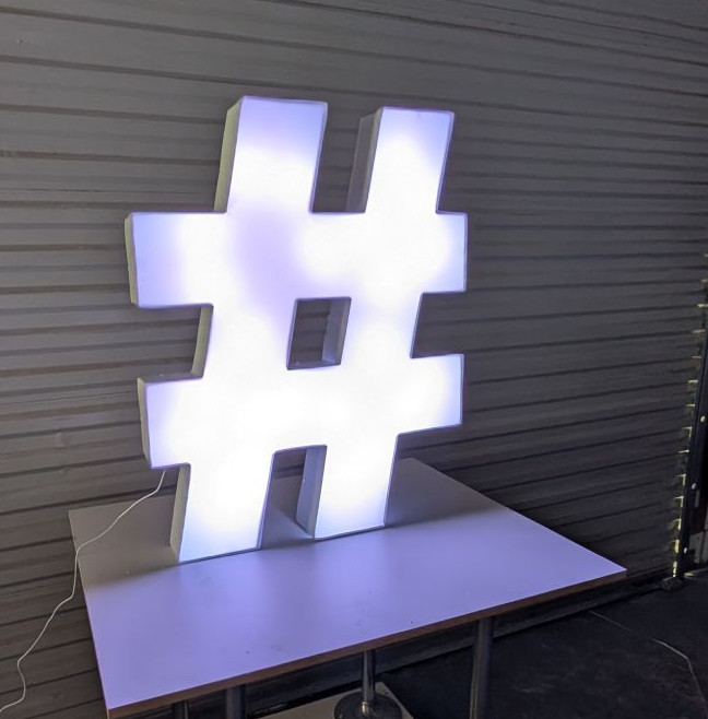 LED Hashtag Marquee Letter Sign – 3ft 4ft or 5ft Tall Acrylic Face ...